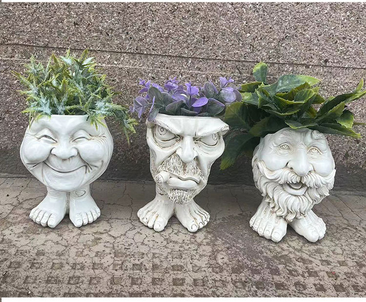 Muggly's The Face Statue Planter滑稽麻瓜脸雕塑搞怪表情 花盆-阿里巴巴