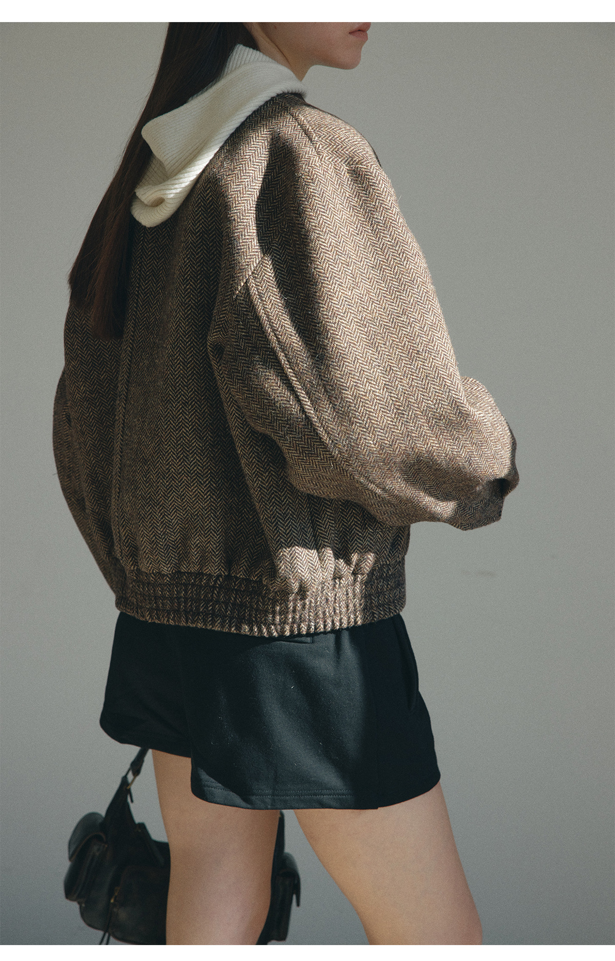 【玳禾】冬季新款休闲翻领羊毛撞色百搭贴袋人字纹夹克外套H7860-阿里巴巴