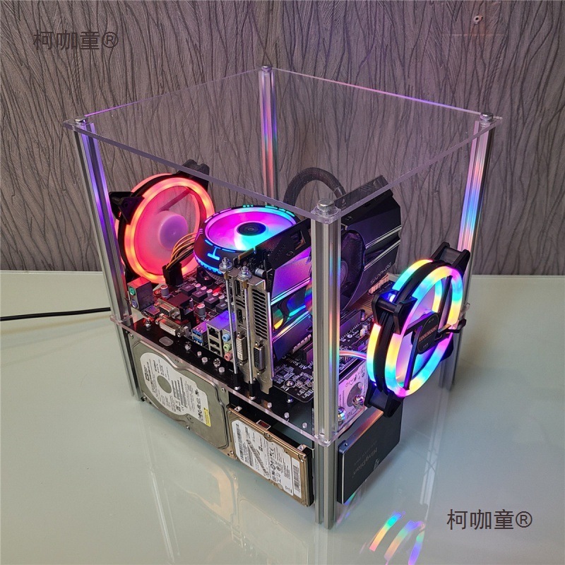 机箱主板简易机箱台式 diy透明亚克力开放式MATX电脑ITX机麦太保-阿里巴巴