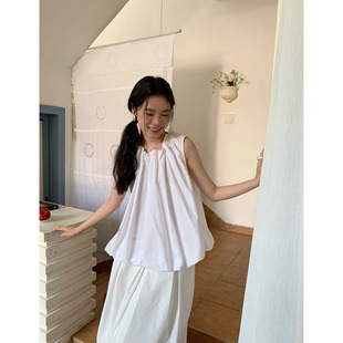 NEIHE内赫花苞时尚无袖衬衫女夏季新款高级感轻奢褶皱小衫252575-阿里巴巴