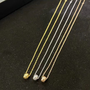 高版本V金coco菱格项链女镀18k玫瑰金迷你小金豆锁骨链cnc精工版-阿里巴巴