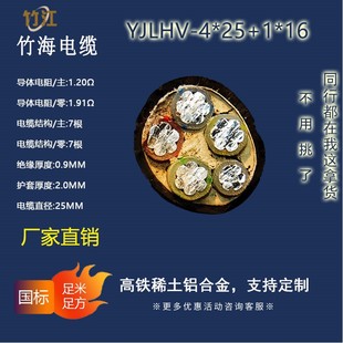 【竹海】电力电缆YJLV-4*25+1*16四相五线国标无氧铝铠装电力铺设-阿里巴巴