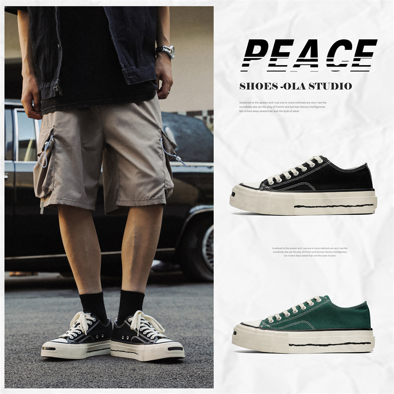 Afanting Open Smile Low-Top Canvas Shoes Soft Midsole Height-Increasing ...