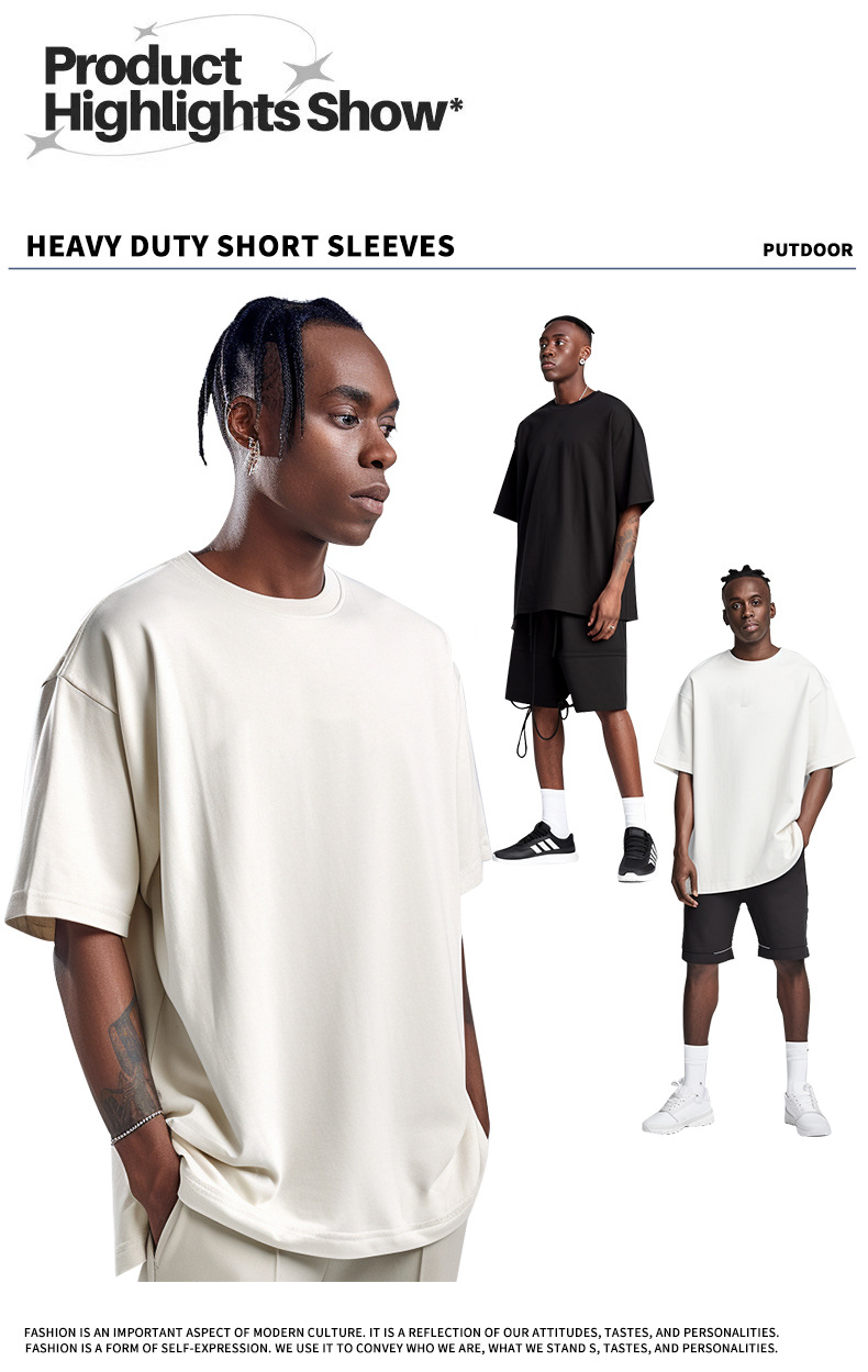 Rampo男装|美式西海岸潮牌多色纯色T恤2025夏季新品240g纯棉短袖-阿里巴巴