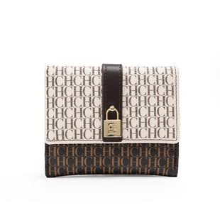 CHHC钱包女短款锁扣装饰PU折叠包多功能学生零钱包-阿里巴巴