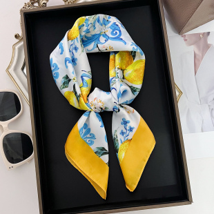 韩版气质印花丝巾女春季新款搭配职业衬衫护颈领巾百搭高级小方巾-阿里巴巴