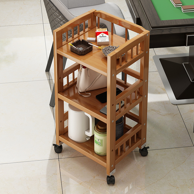 Movable Cart with Wheels Household Solid Wood Coffee Table Small ...