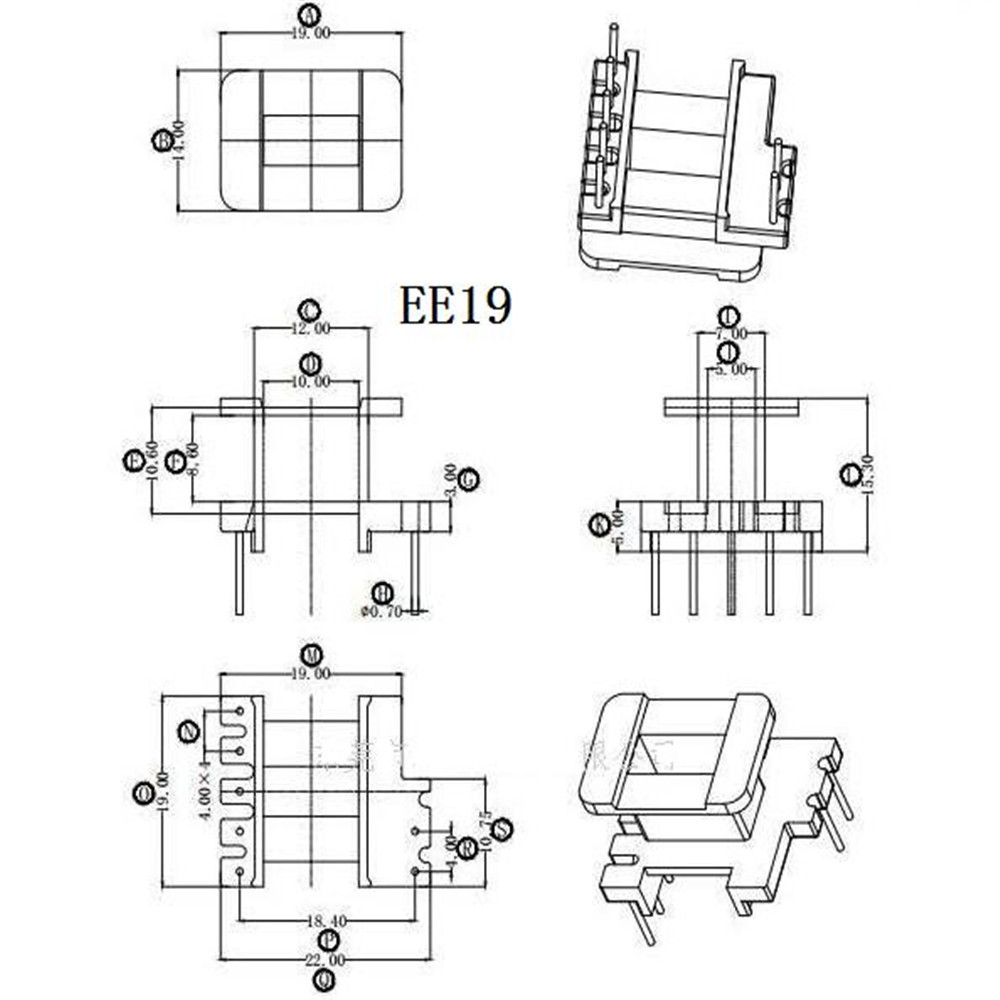 EE19变压器骨架EE19电木骨架EE1909立式加宽骨架BOBBIN 5+2-阿里巴巴