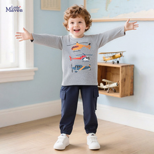 Little maven秋季欧美男童T恤批发 新款长袖儿童上衣 卡通胶印童T-阿里巴巴