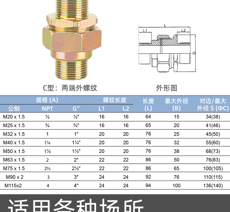BHJ防爆活接头G3/4内外螺纹金属六方内丝接头6分DN20螺纹一内一外-阿里巴巴