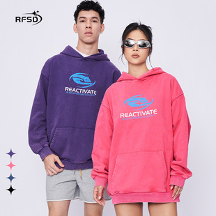 RFSD男装|440g重磅连帽卫衣2024秋冬新品宽松蜡染做旧印花卫衣男-阿里巴巴