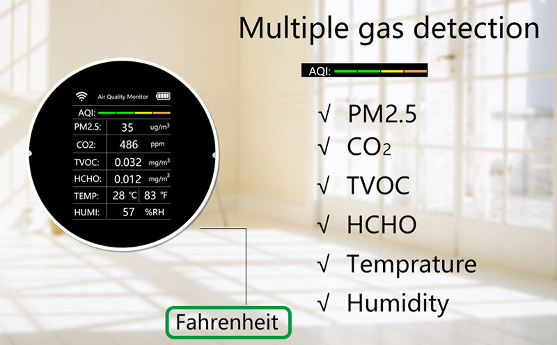 空气质量检测仪多功能CO2异味NDIR涂鸦WIFI手机互联环境检测仪器-阿里巴巴