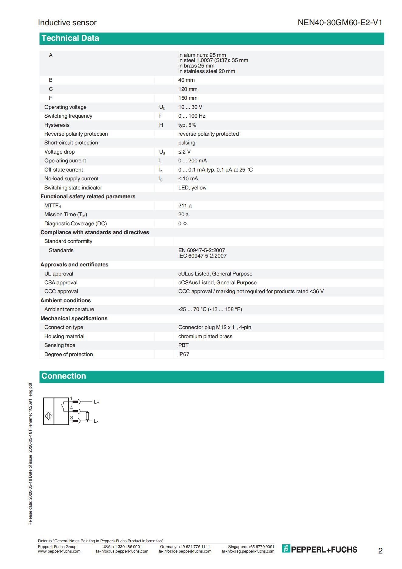 倍加福NEN40-30GM60-E2-V1电感式传感器102691-阿里巴巴
