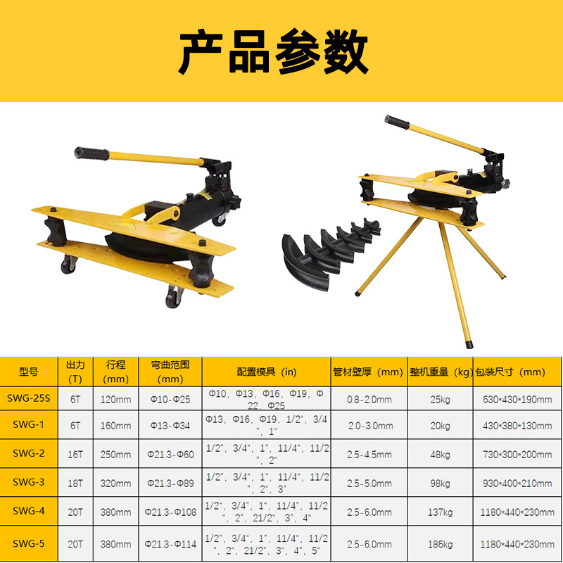 厂家直销 SWG系列液压弯管机手动液压弯管机不锈钢镀锌管弯管工具-阿里巴巴