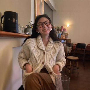 现 韩国设计师thebarnnet八奶重工粗针毛衣韩系女装fever同款外套-阿里巴巴