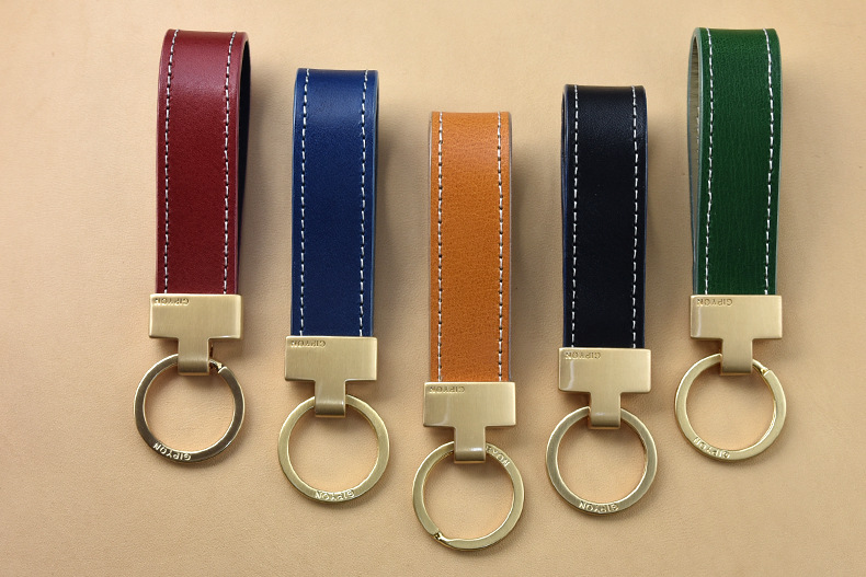 GIPYON汽车钥匙扣 真皮钥匙链头层牛皮树膏植鞣革钥匙皮绳挂饰-阿里巴巴