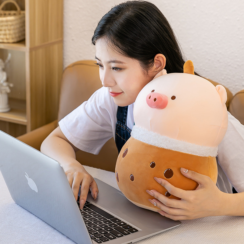 Genuine precious pig milk tea plush doll doll shopping mall girls ...