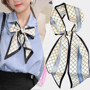 春秋细窄长条丝巾女韩版夏季装饰搭配衬衫西装领巾发带飘带绑包包-阿里巴巴