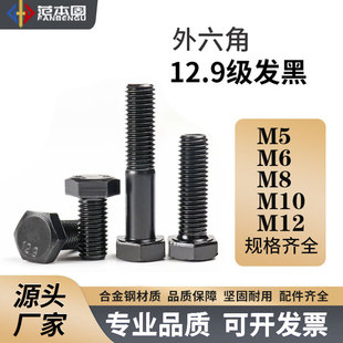 12.9级发黑 外六角螺丝 GB5783全牙GB5782半牙 M5 M6 M8 M10 M12-阿里巴巴