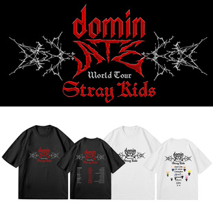 Stray Kids回归专辑"ATE"T恤衫成人前后海报logo上衣宽松短袖透气-阿里巴巴