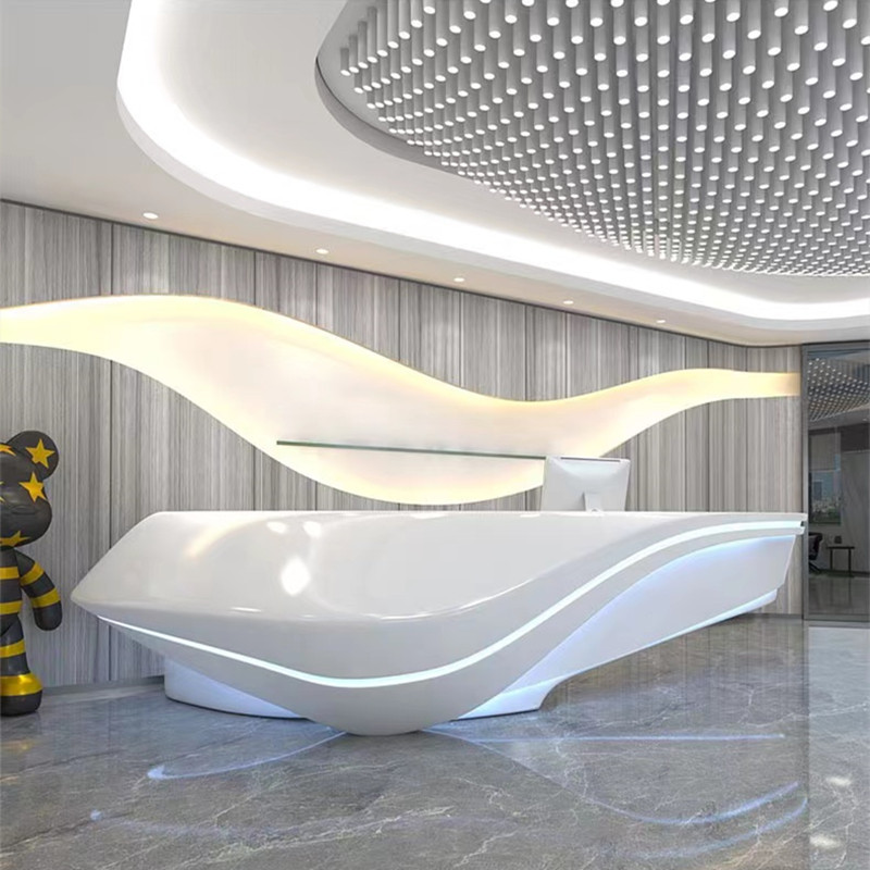 大型创意异形玻璃钢烤漆前台公司大堂接待台服务台吧台收银台工厂-阿里巴巴