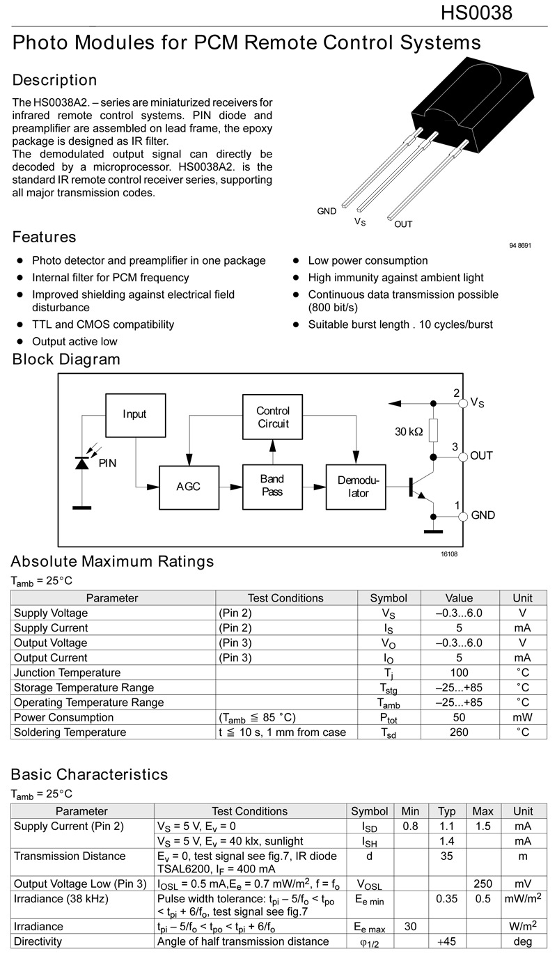 VS1838B遥控接收管HS0038 VS838 1738 红外接收头发射管 IRM56384-阿里巴巴