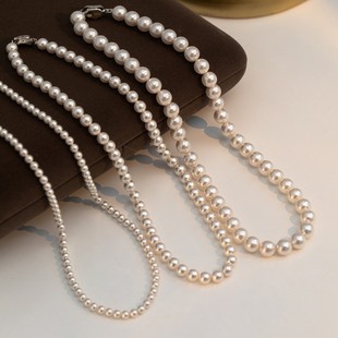 正圆强光施家珍珠项链ins时尚博主fever同款s925纯银元宝扣-阿里巴巴