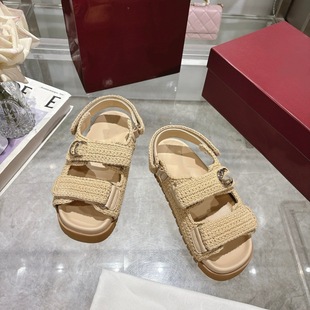 25外贸跨境欧美新款中东德国美国迪拜时尚金属扣手工编织沙滩凉鞋-阿里巴巴