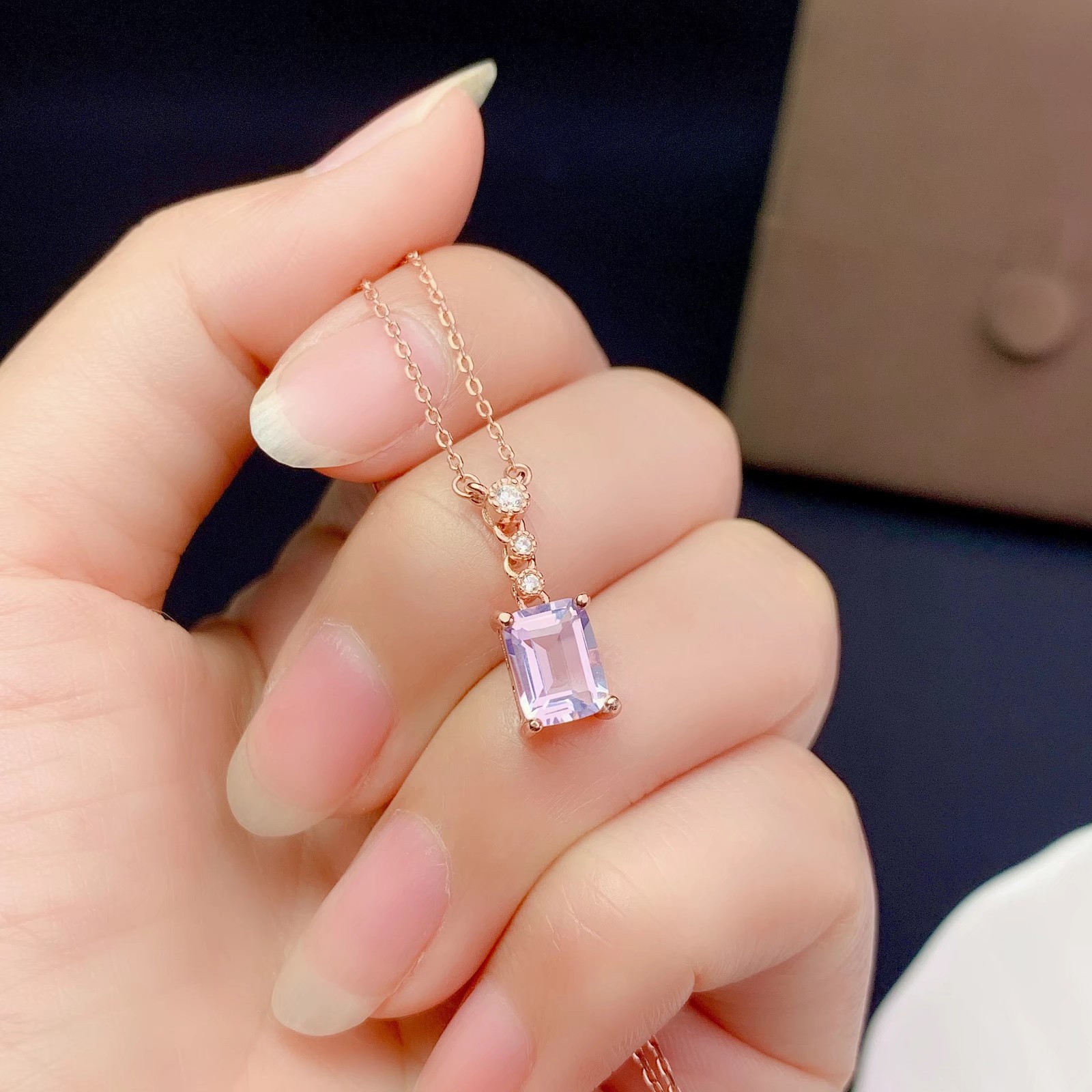 A06新款锁骨链空托s925银托项链托 长方4*54*6/6*8/7*9mm N310-阿里巴巴