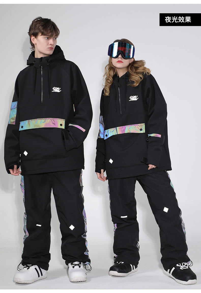 新款滑雪服男单板滑雪帽衫防水防风耐磨炫彩夜光夜场滑雪服卫衣女-阿里巴巴