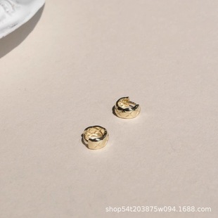 迷你小香风s925纯银镀14k金耳扣 小耳环时髦ins法式小耳圈耳环女-阿里巴巴
