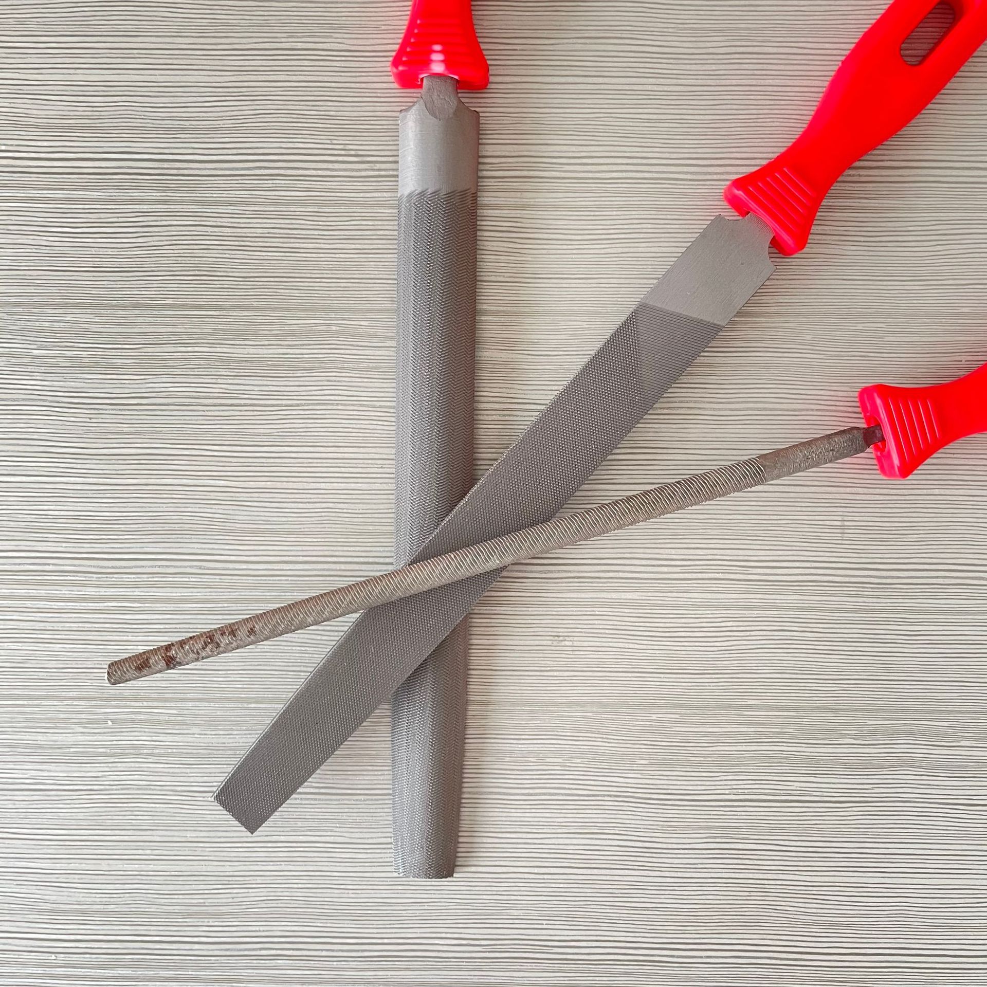 200mm普通木锉三支 红色塑柄锉刀木工工具金属锉刀三角半圆锉刀-阿里巴巴