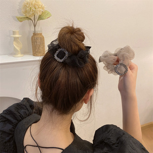 韩国高级感网纱发圈超仙网红发夹气质头绳扎发皮筋简约发绳头饰女-阿里巴巴