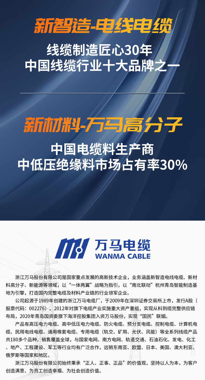 国标万马电缆WDZA-YJY低烟无卤电缆阻燃家装工程低压电缆厂家批发-阿里巴巴
