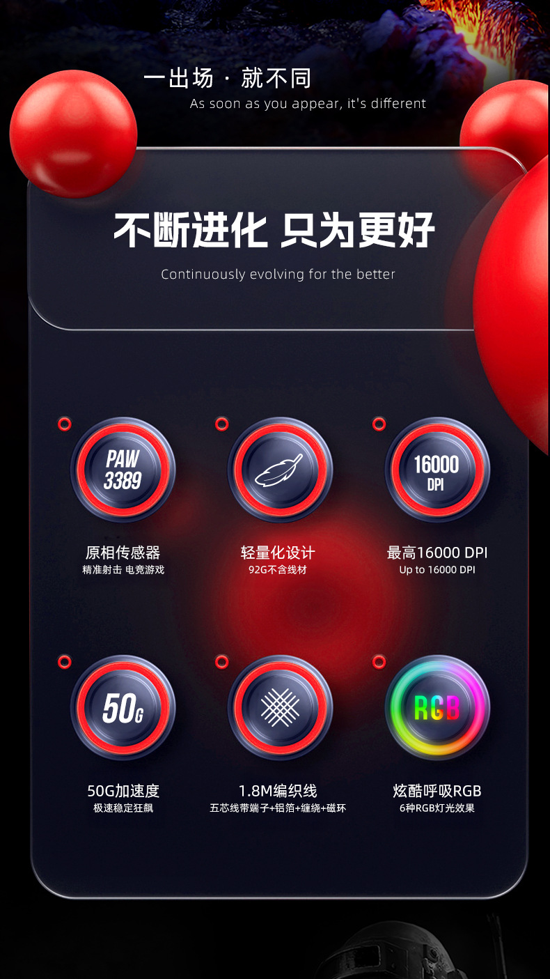 哥诺/Gano电竞游戏G605鼠标有线宏网吧RGB压枪宏定义usb吃鸡LOLCF-阿里巴巴