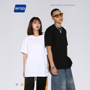 RFSD男装|2023夏季新品潮牌街头纯棉210克纯色宽松T恤短袖男女-阿里巴巴