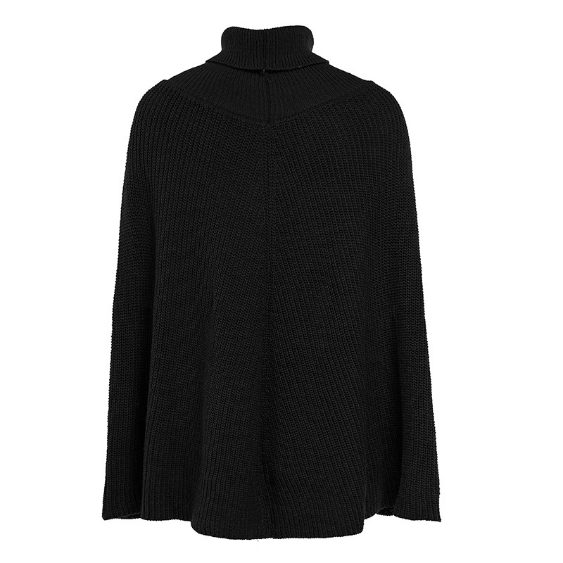 Stylish Plush Cape Chic Coat Bat Wing High Neck Casual Sweaters