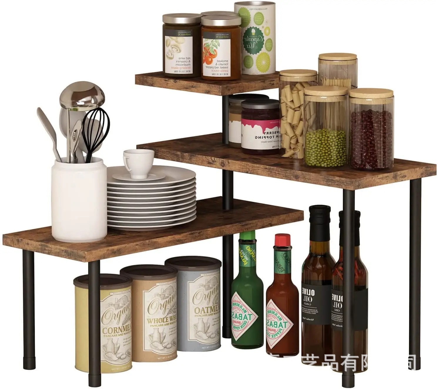 置物架免漆桌面厨房角落收纳架木制多层调料用品多功能存储架家用-阿里巴巴
