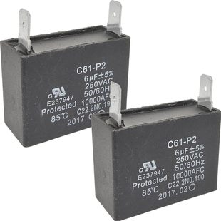 2-Pack C61-P2 Capacitor - 6μF±5% 250VAC 50\/60Hz CSA C22.2-阿里巴巴