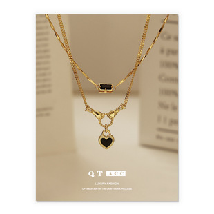 黄铜镀18K真金 法式ins复古轻奢风锆石镶嵌手势爱心滴油吊坠项链-阿里巴巴