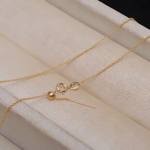 18k金针式o字链 au750彩金黄金玫瑰金白金百搭素链 可调节万能链-阿里巴巴