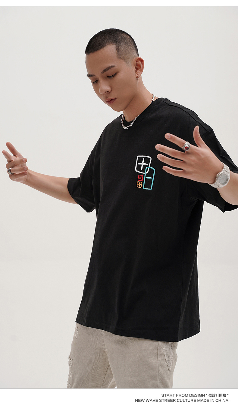 RFSD男装|刺绣T恤2023夏季新品潮牌宽松版型230g纯棉短袖衫男女-阿里巴巴