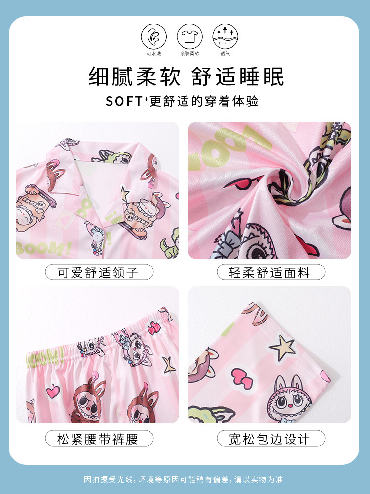 东南亚女童睡衣夏季短袖薄款小女孩儿童短袖长裤大童空调家居服潮-阿里巴巴