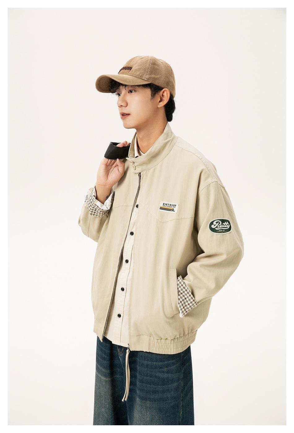 Orderliness日系复古徽章飞行夹克外套男女宽松痞帅立领上衣JK606-阿里巴巴