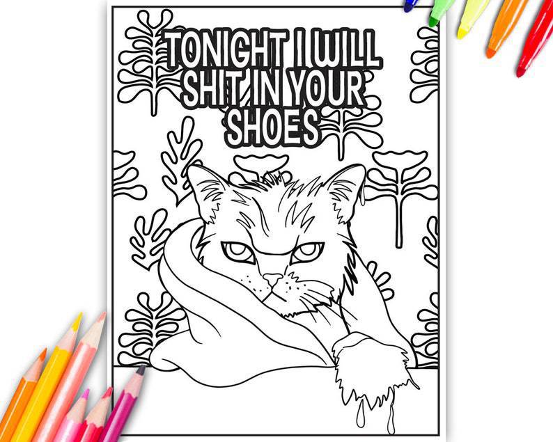 Swearing Cats Catitude Cat Coloring Book 猫咪涂色书-阿里巴巴