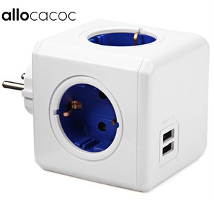 Allocacoc Smart Home PowerCube Socket EU Plug 4 Outlets 2 U-阿里巴巴