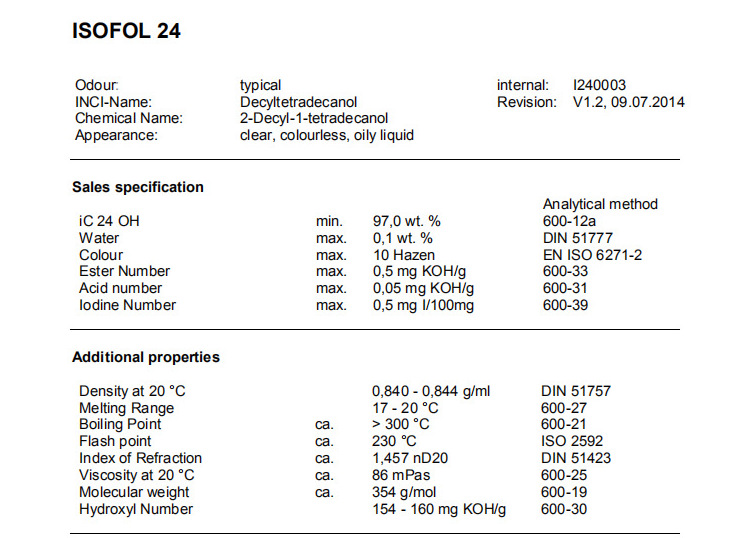 德国沙索ISOFOL 24 癸基十四醇 格尔伯特醇C24 异构二十四醇-阿里巴巴
