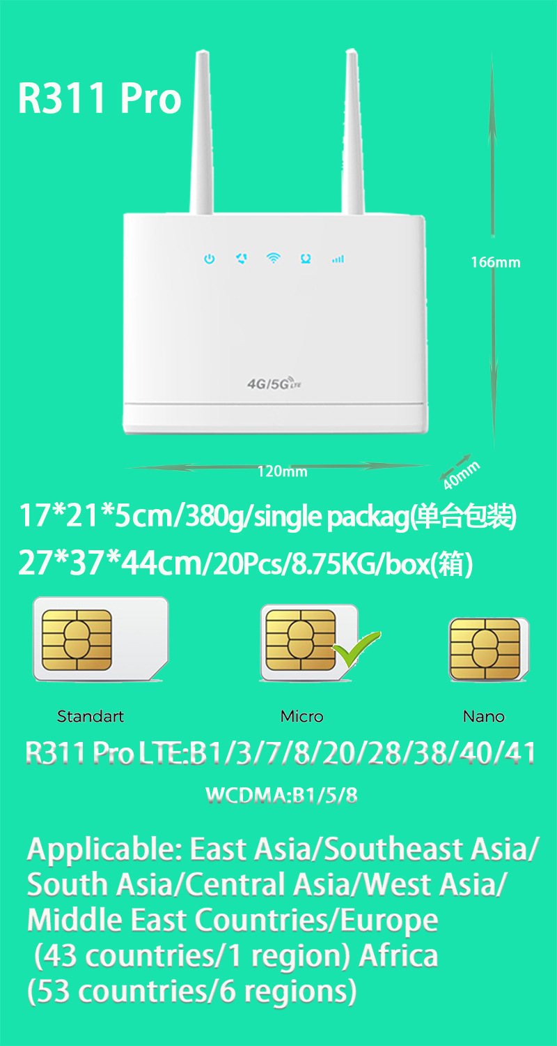 R311pro300M4G插卡无线路由器sim卡随身wifirouter cpe全球通用版-阿里巴巴