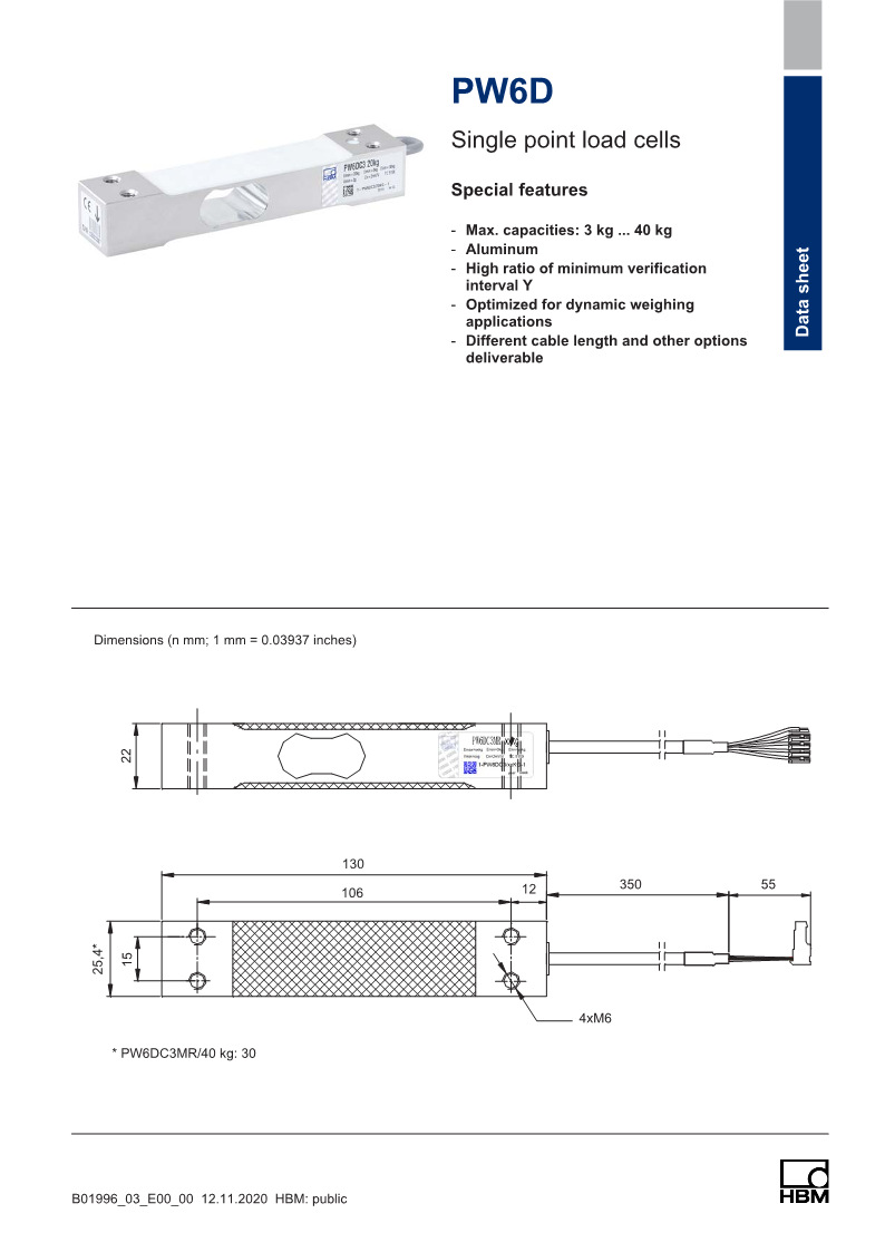 德国HBM检重分选秤动态称重传感器 PW6DC3MR/10kg 15 20 30kg-阿里巴巴