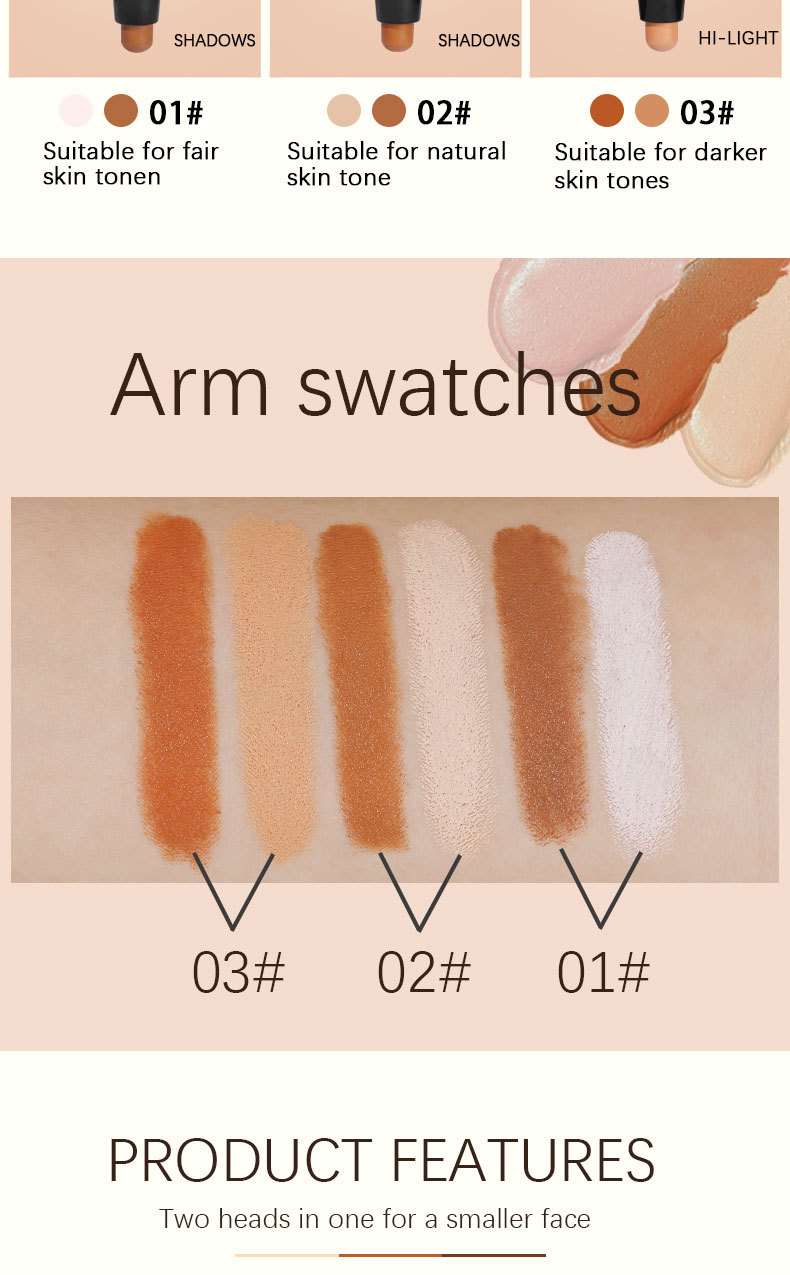 跨境彩妆 DENESY 双头修容笔套装批发FACE STICK哑光高光阴影自然-阿里巴巴